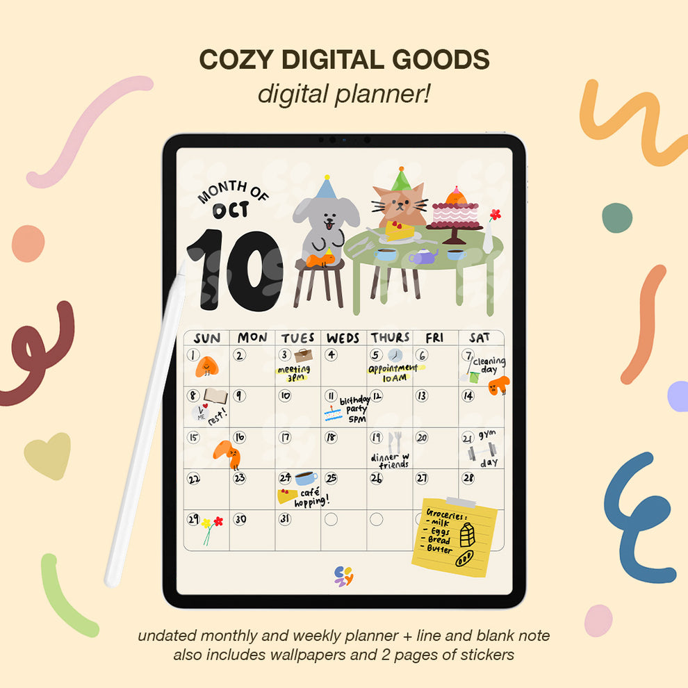 Goodnotes Undated Planner, Stickers, Wallpaper Pack 🎊🖋️ – thecozycabin.co